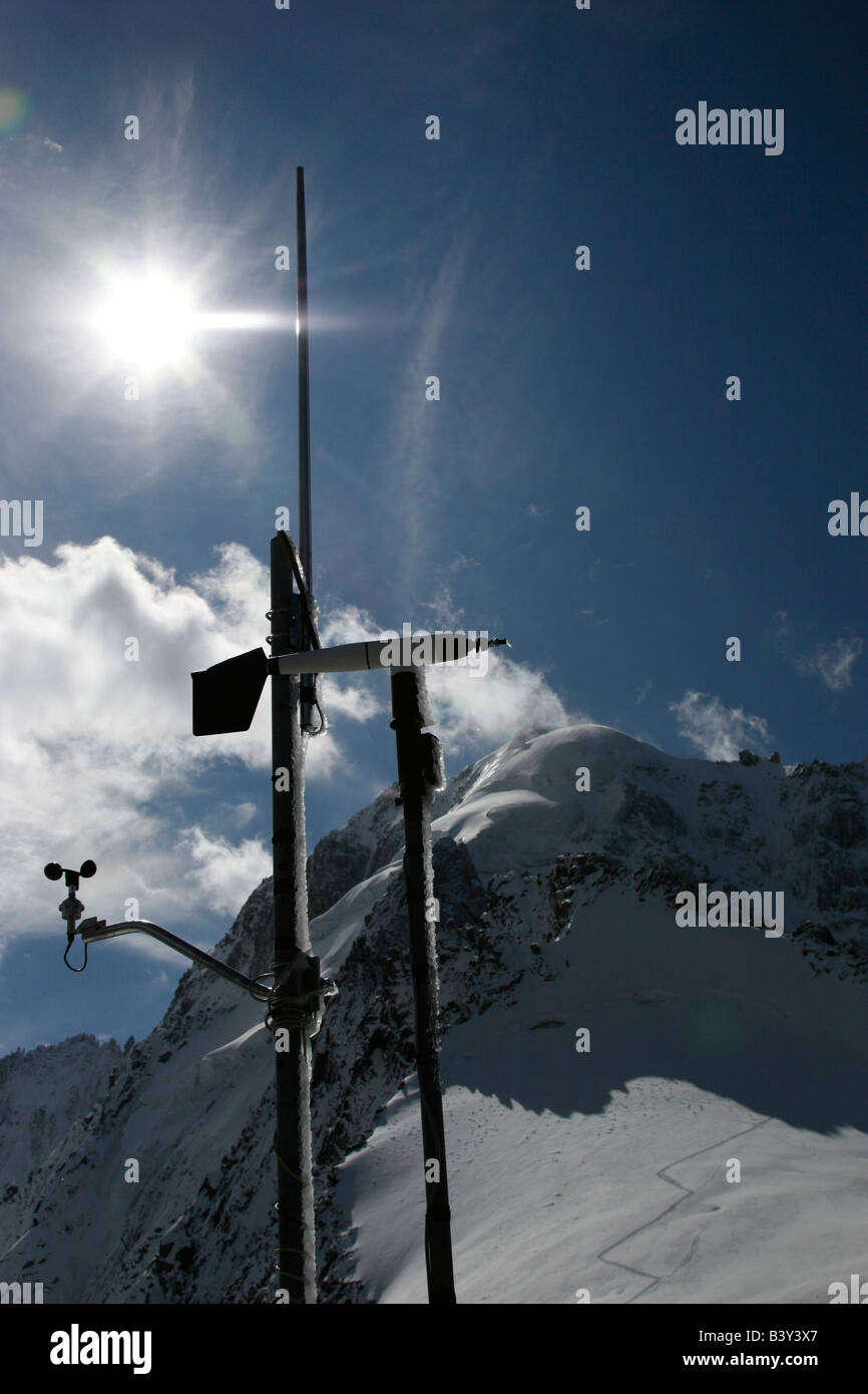 Weather station at the top of the Grands Montets cable car station near ...