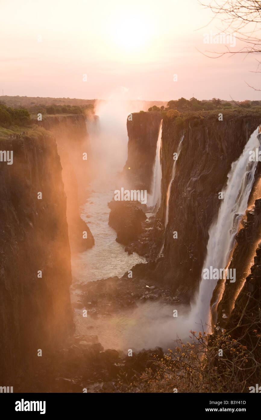 Victoria falls at sunset. Livingstone Zambia Africa Stock Photo - Alamy