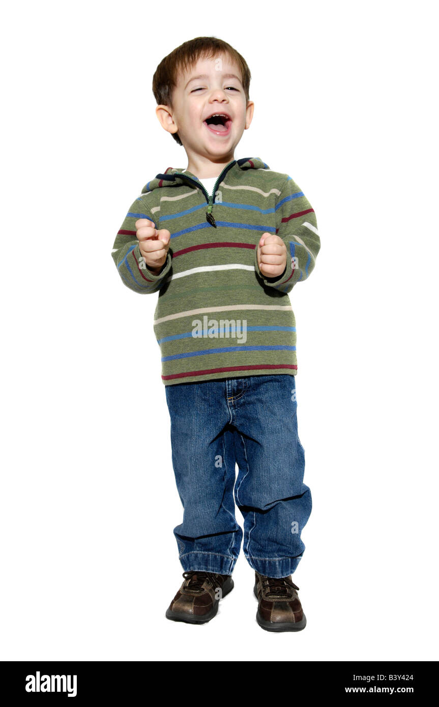 happy caucasian boy on white background Stock Photo - Alamy