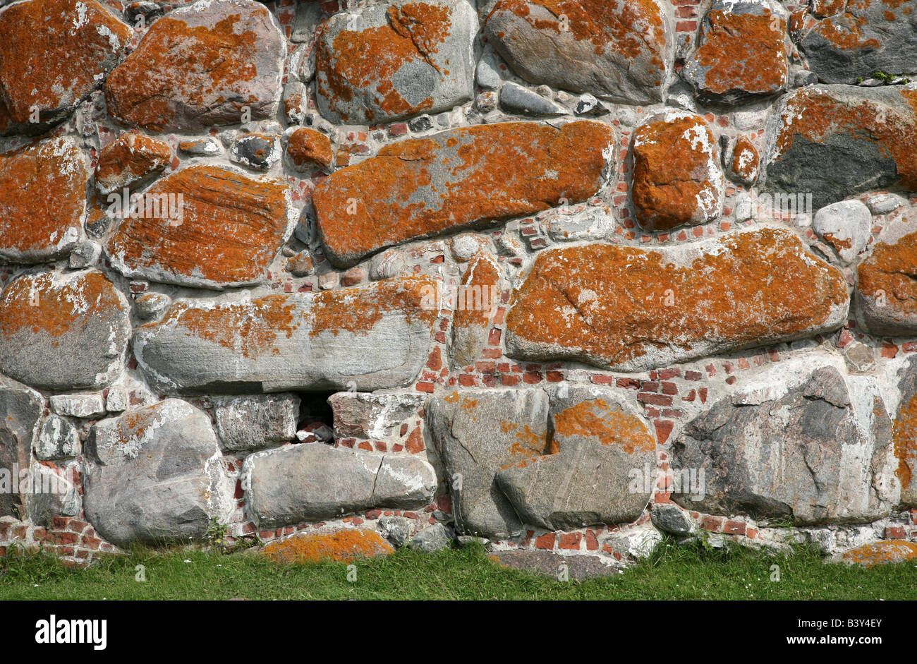 Boulder wall of the Solovetsky Monastery on the Solovetsky Islands in ...