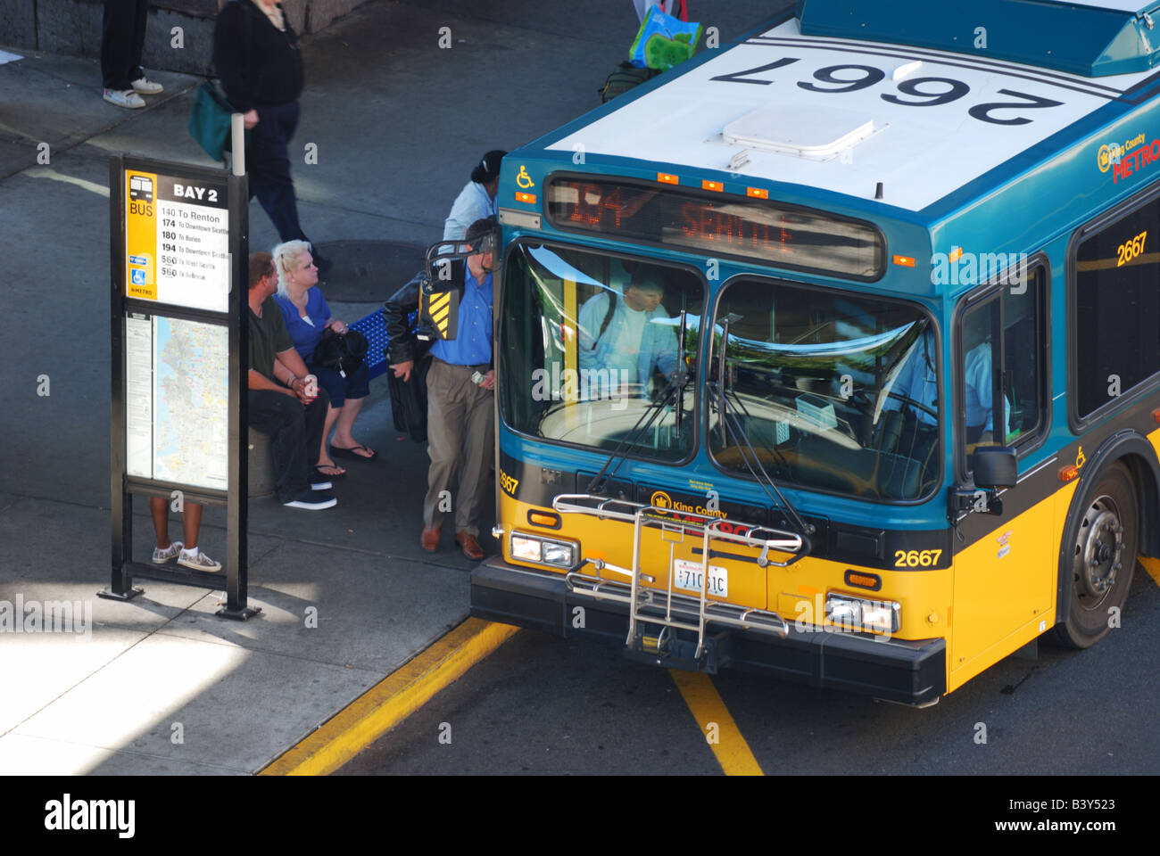 A King County Metro bus makes a stop at Seattle-Tacoma International ...