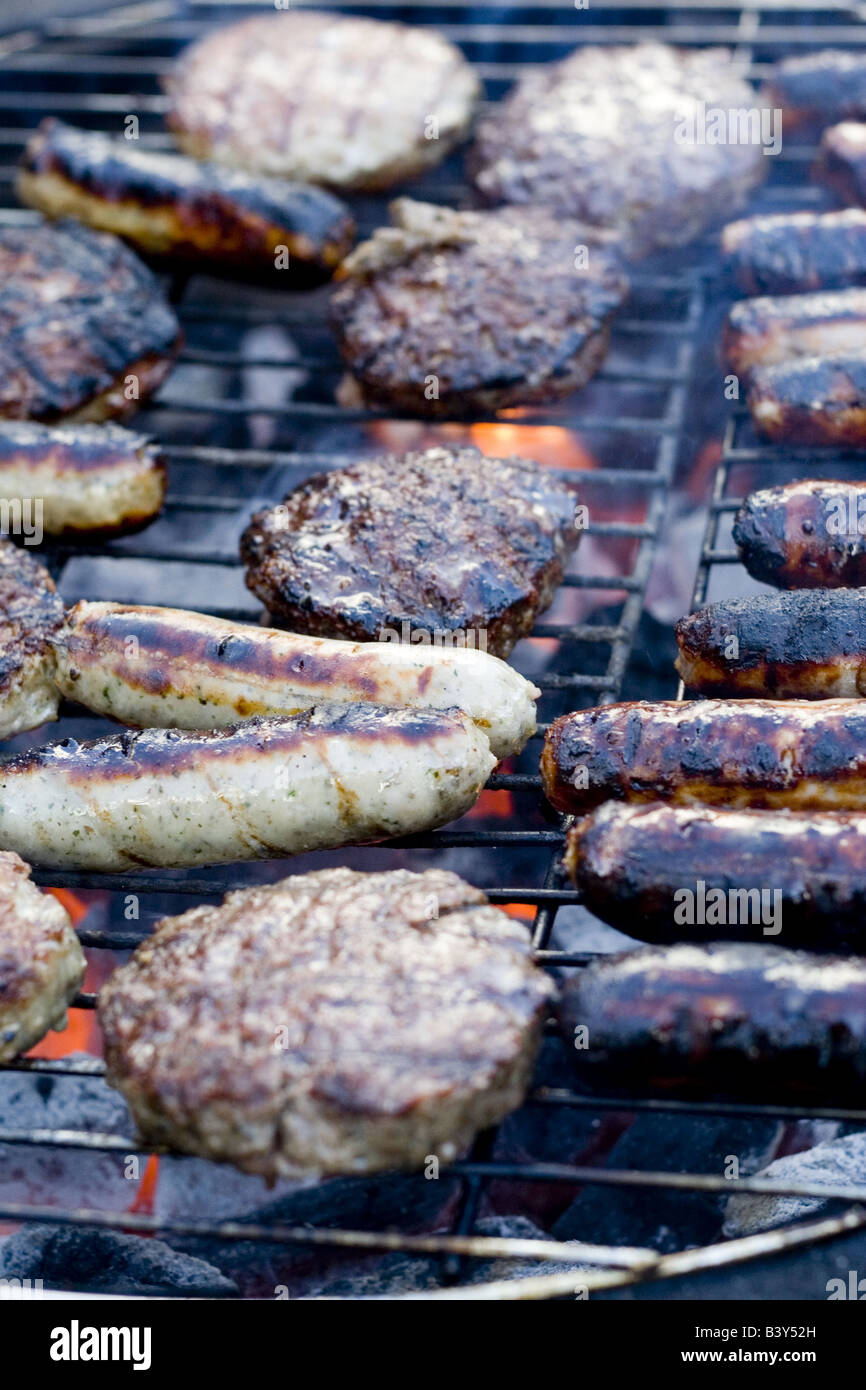 Food being grilled on the barbeque Stock Photo - Alamy