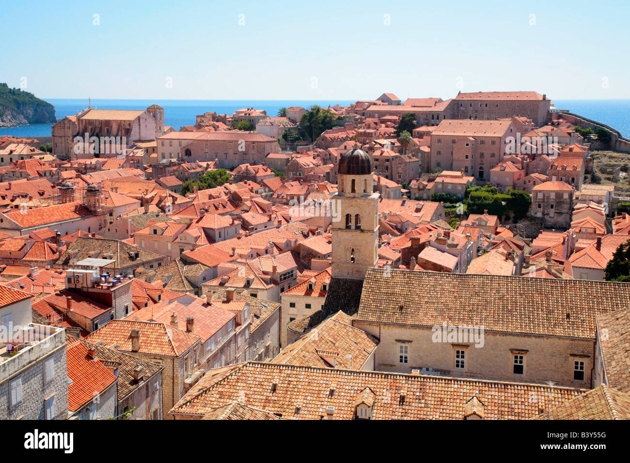 panoramic view across the old town of Dubrovnik, Republic of Croatia ...