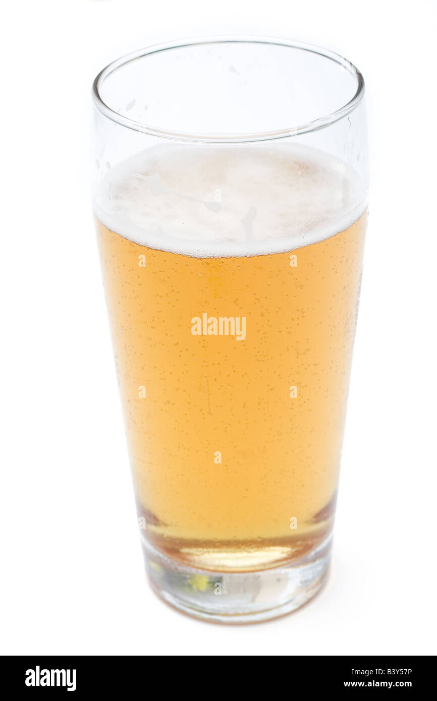 A cold beer in a pint glass Stock Photo - Alamy