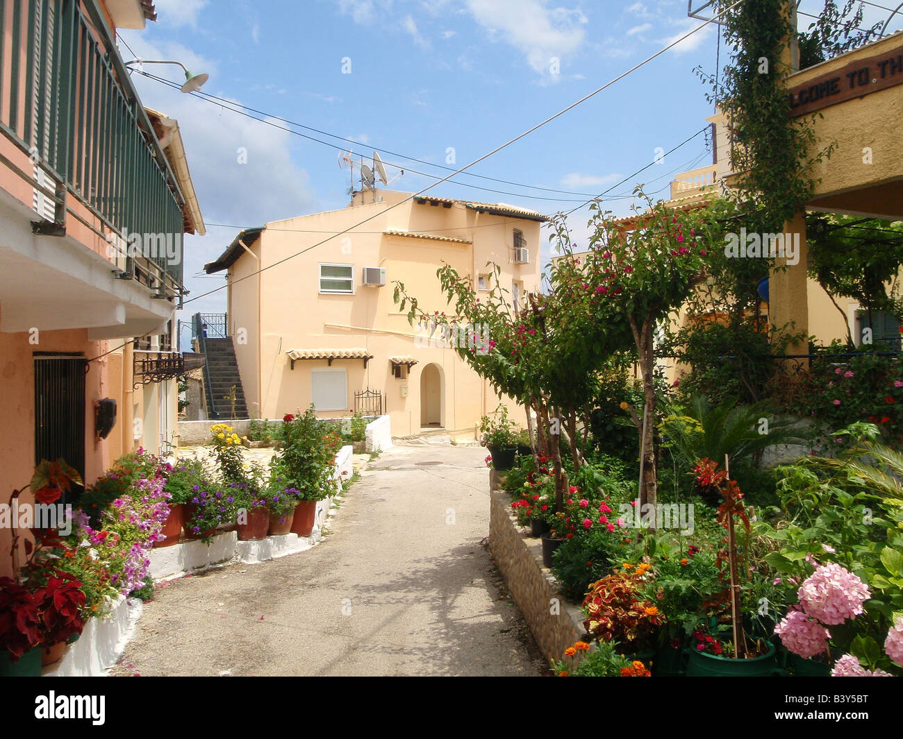 Ano Moraitika , Buildings and street scene, Island of Corfu, Greece ...