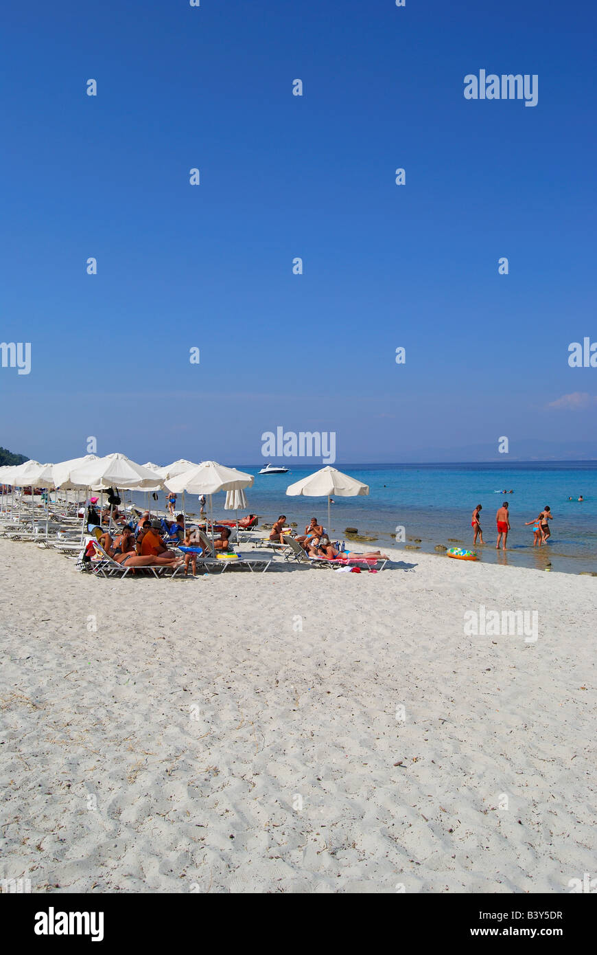 Beach view, Afytos, Kassandra Peninsula, Chalkidiki, Central Macedonia ...