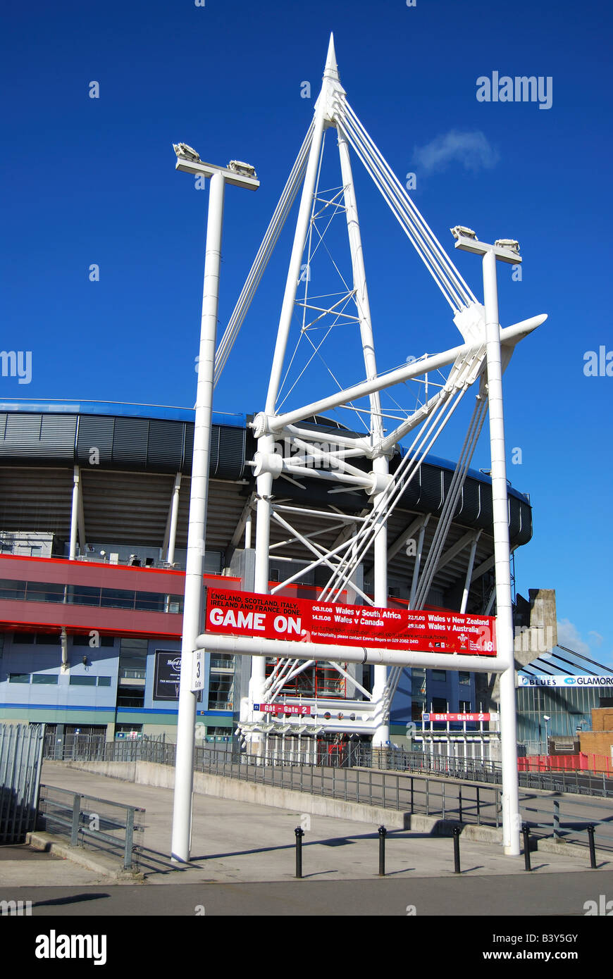Cardiff Park entrance and Millenium Stadium exterior, Cardiff, Wales ...