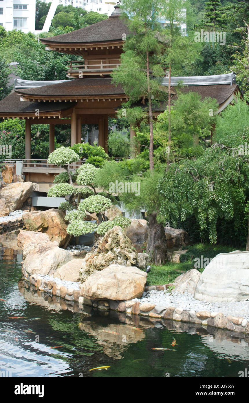 Song Cha Zie building overlooking blue pond in Nan Lin Garden Kowloon ...