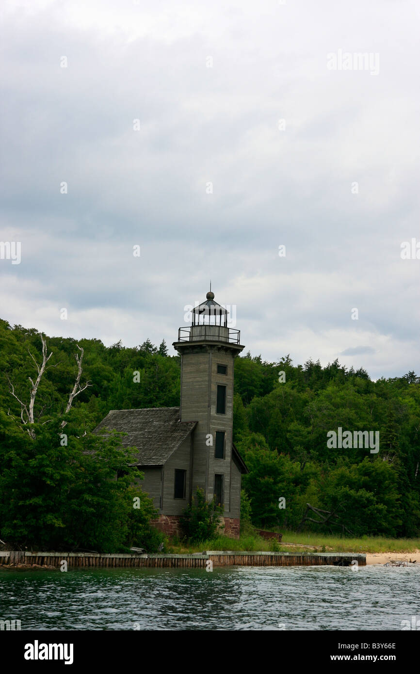 The Grand Island East Channel Lighthouse in Michigan USA vertical hi ...
