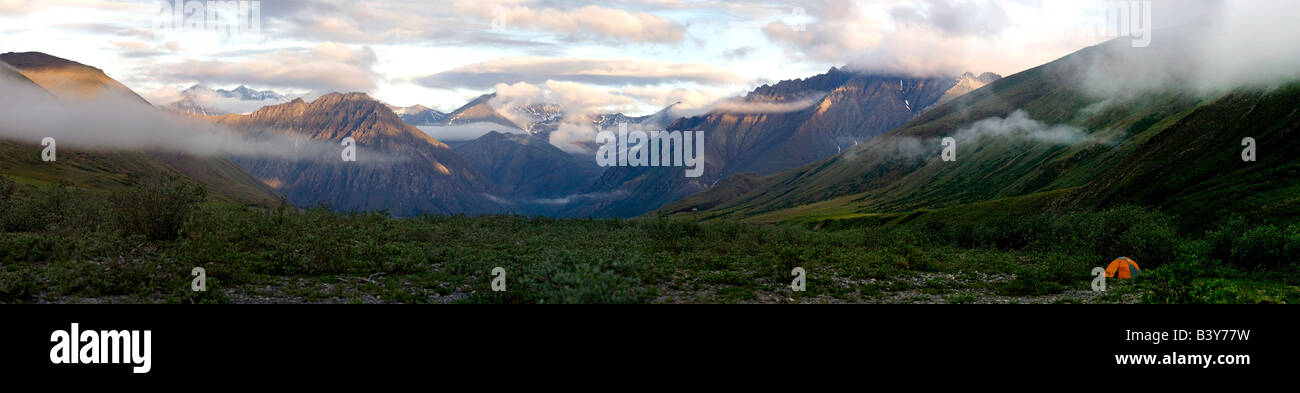 Panoramic view of the Kongakut River Valley, looking south towards the ...