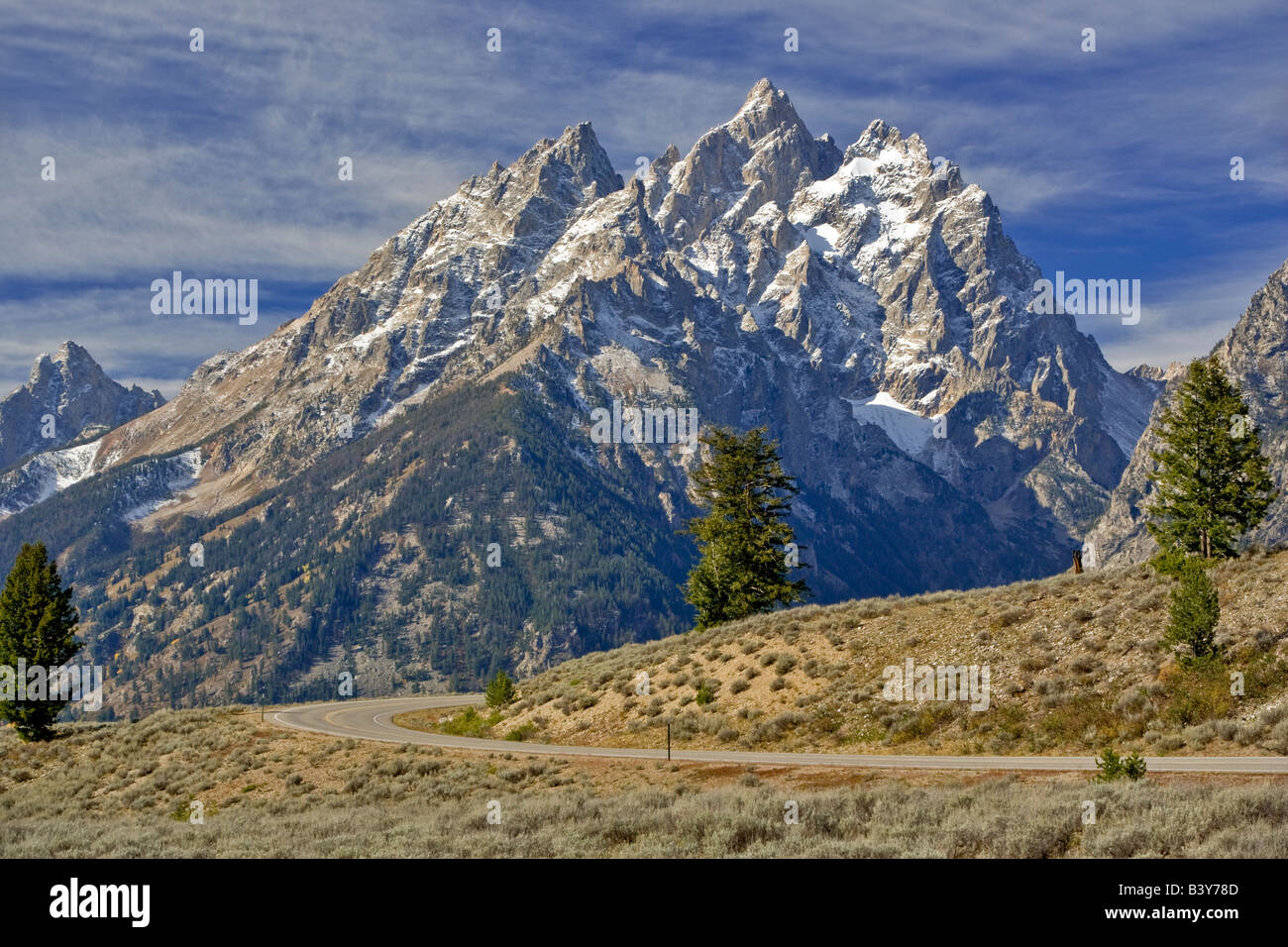 Road and Teton Mountains Grand Teton National Park WY Stock Photo - Alamy