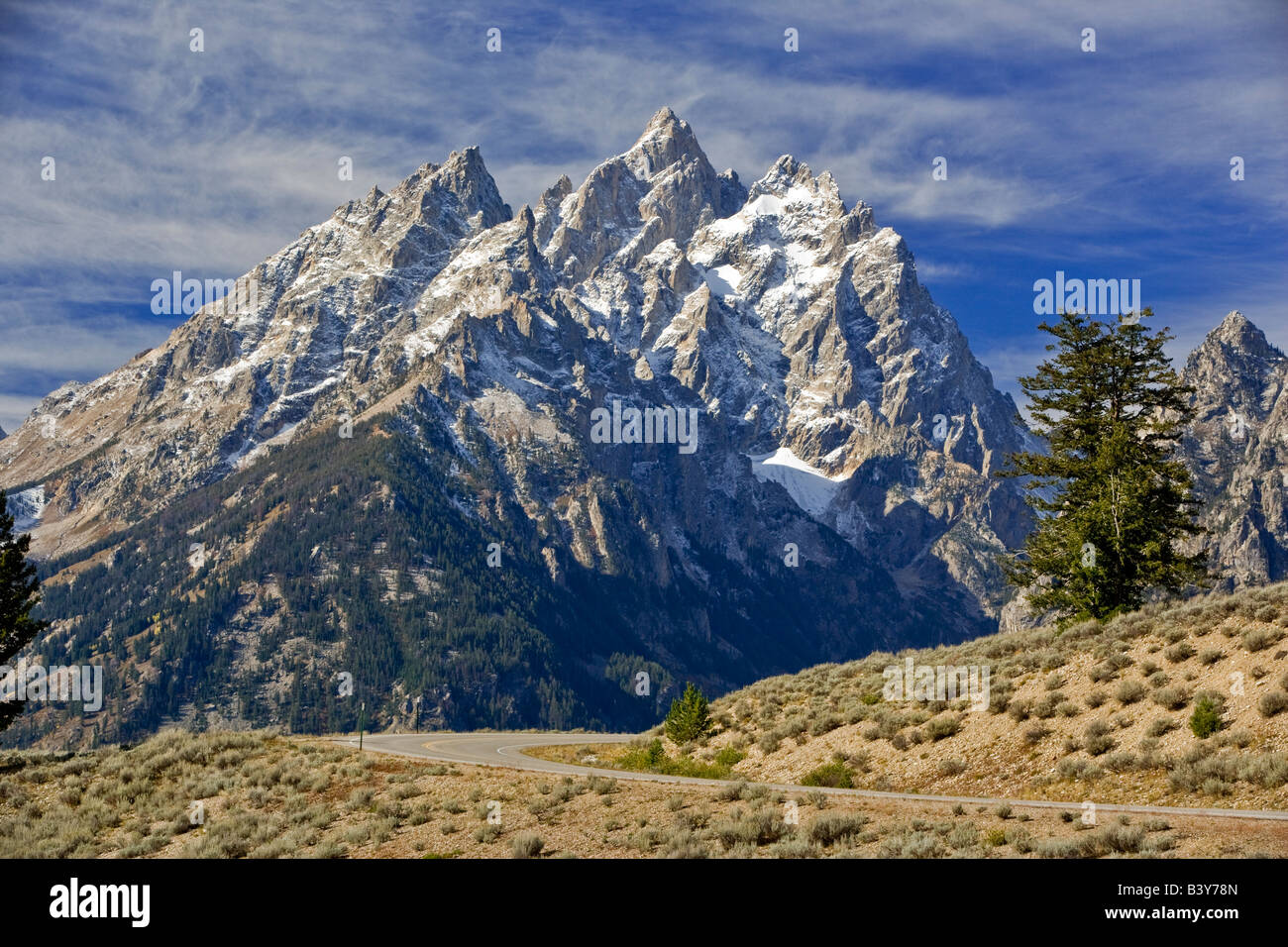 Road and Teton Mountains Grand Teton National Park WY Stock Photo - Alamy
