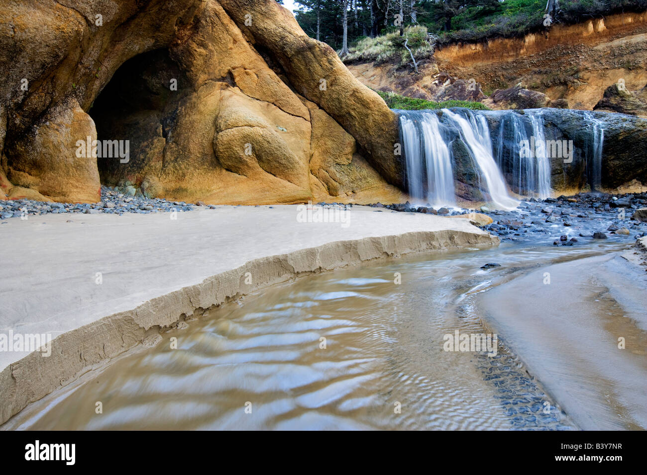 Waterfalls at Hug Point State Park Oregon Stock Photo - Alamy