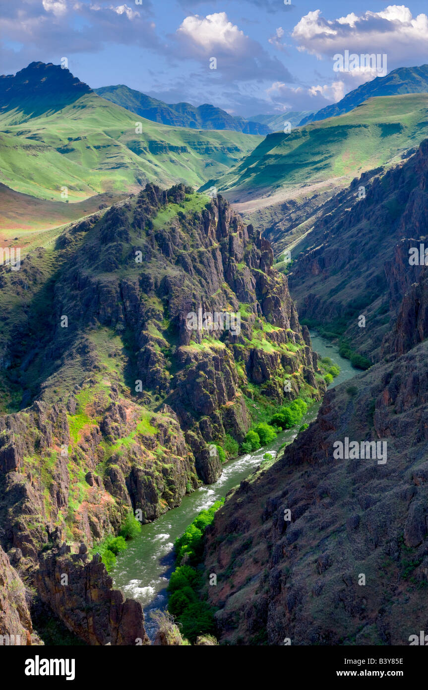 Imnaha canyon and river Hells Canyon National Recreation Area Oregon Clouds have been digitally ...