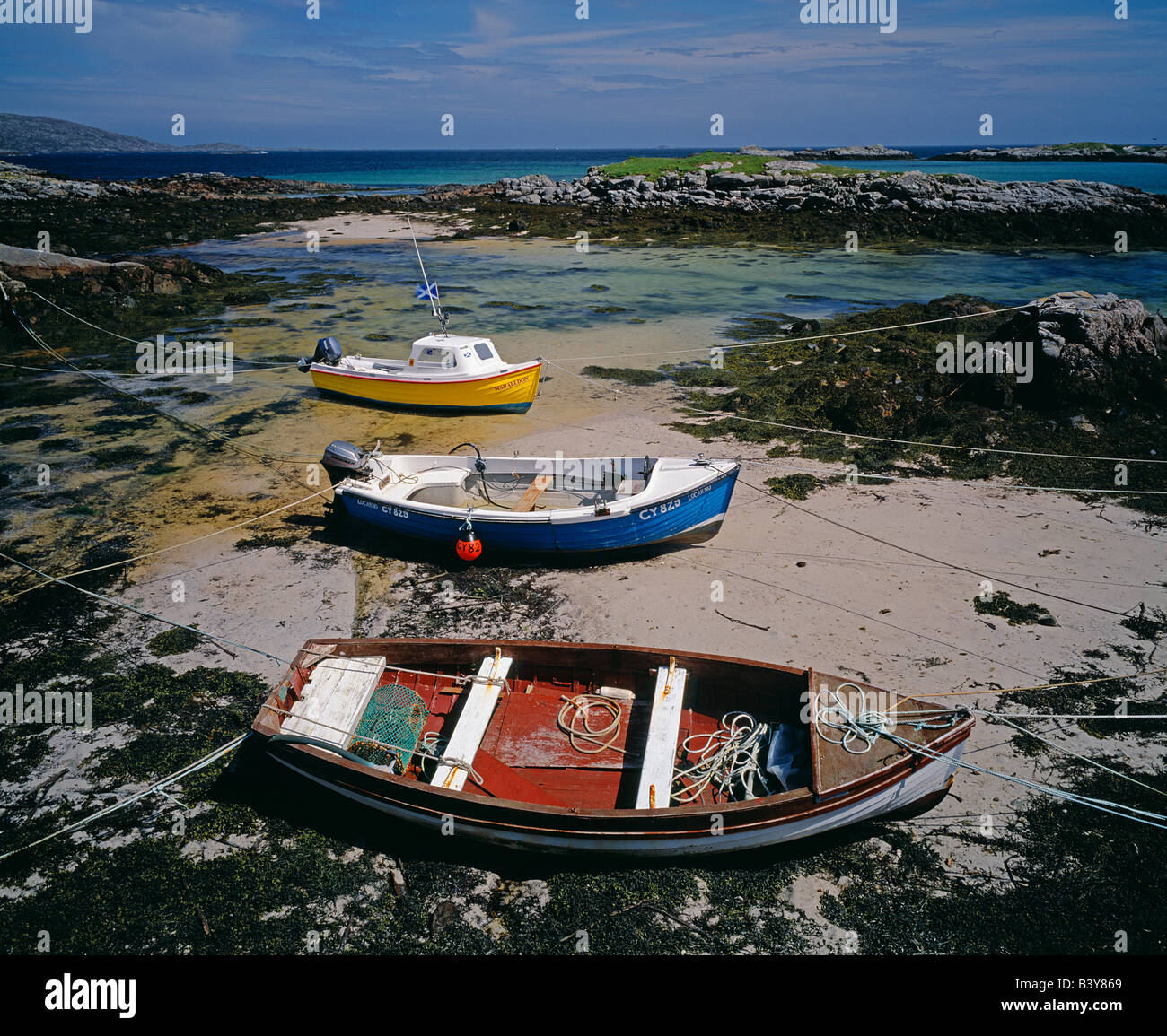 Scotland, Barra, Fishing boats at Earsay Stock Photo - Alamy