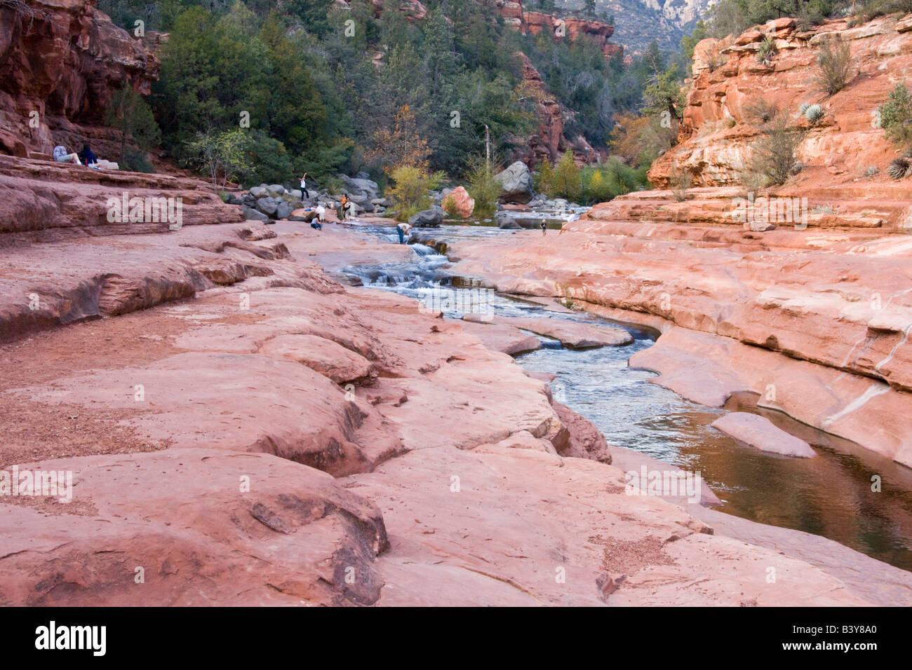 AZ, Arizona, Slide Rock State Park, Oak Creek and sandstone rock Stock ...