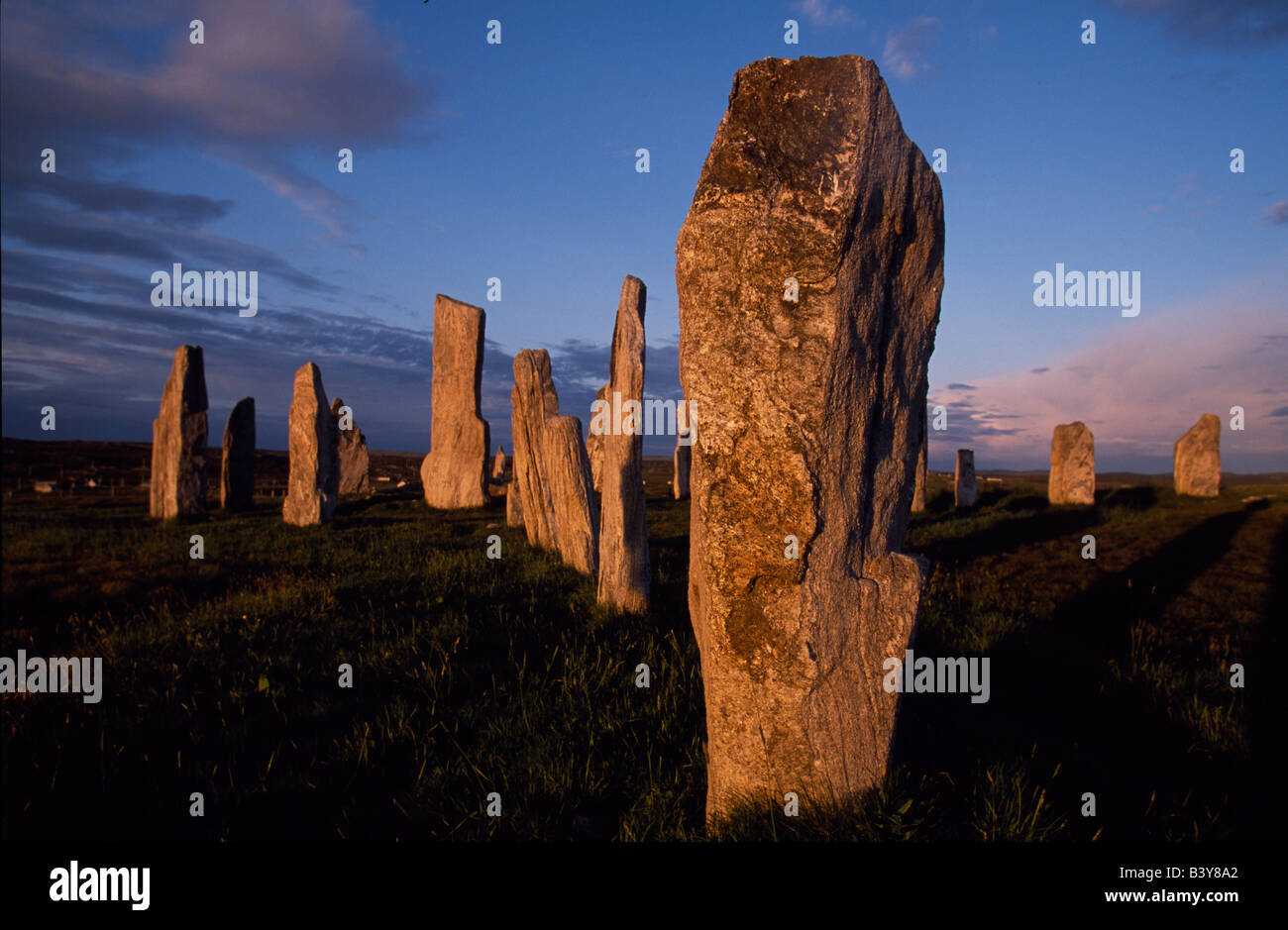 Scotland, Outer Hebrides, Isle of Lewis. Detail of standing stone ...