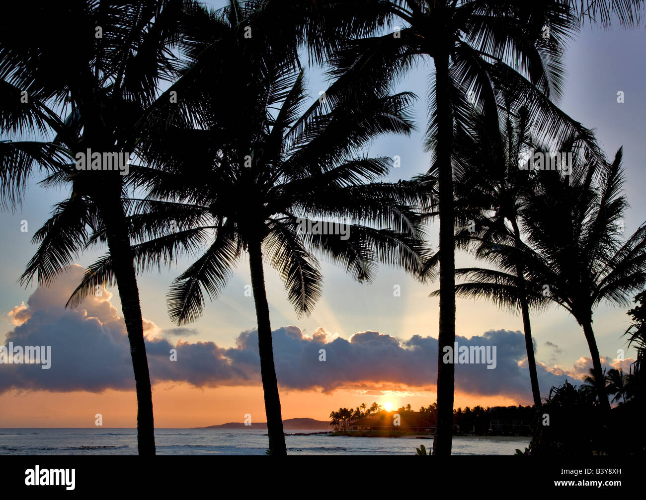 Sunset at Poipu Beach Kauai Hawaii Stock Photo - Alamy