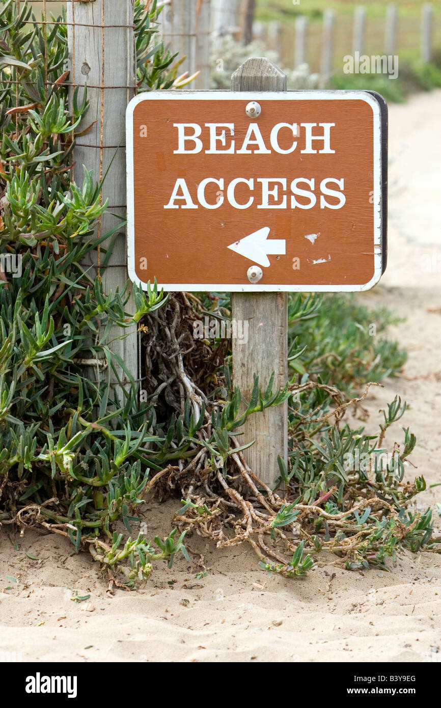 Beach Access sign points to public access to the beach Stock Photo - Alamy
