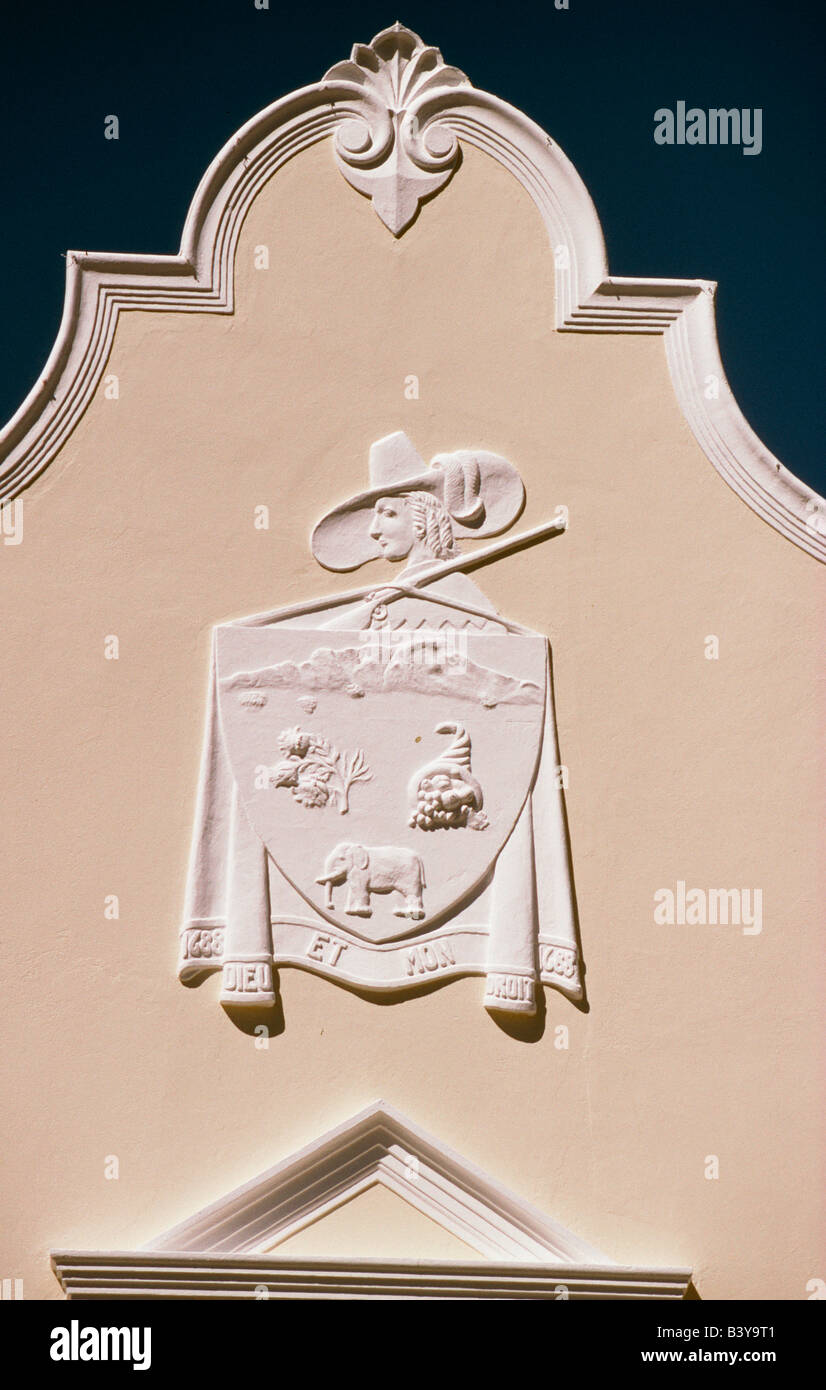 South Africa, Cape Province. Dutch Cape Colonial Architecture on gable ...