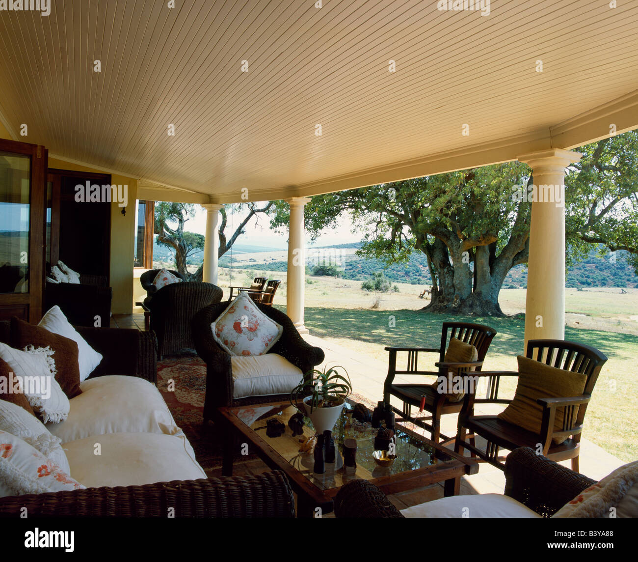 South Africa, Western cape, Addo. Gorah Elephant Camp - verandah of ...