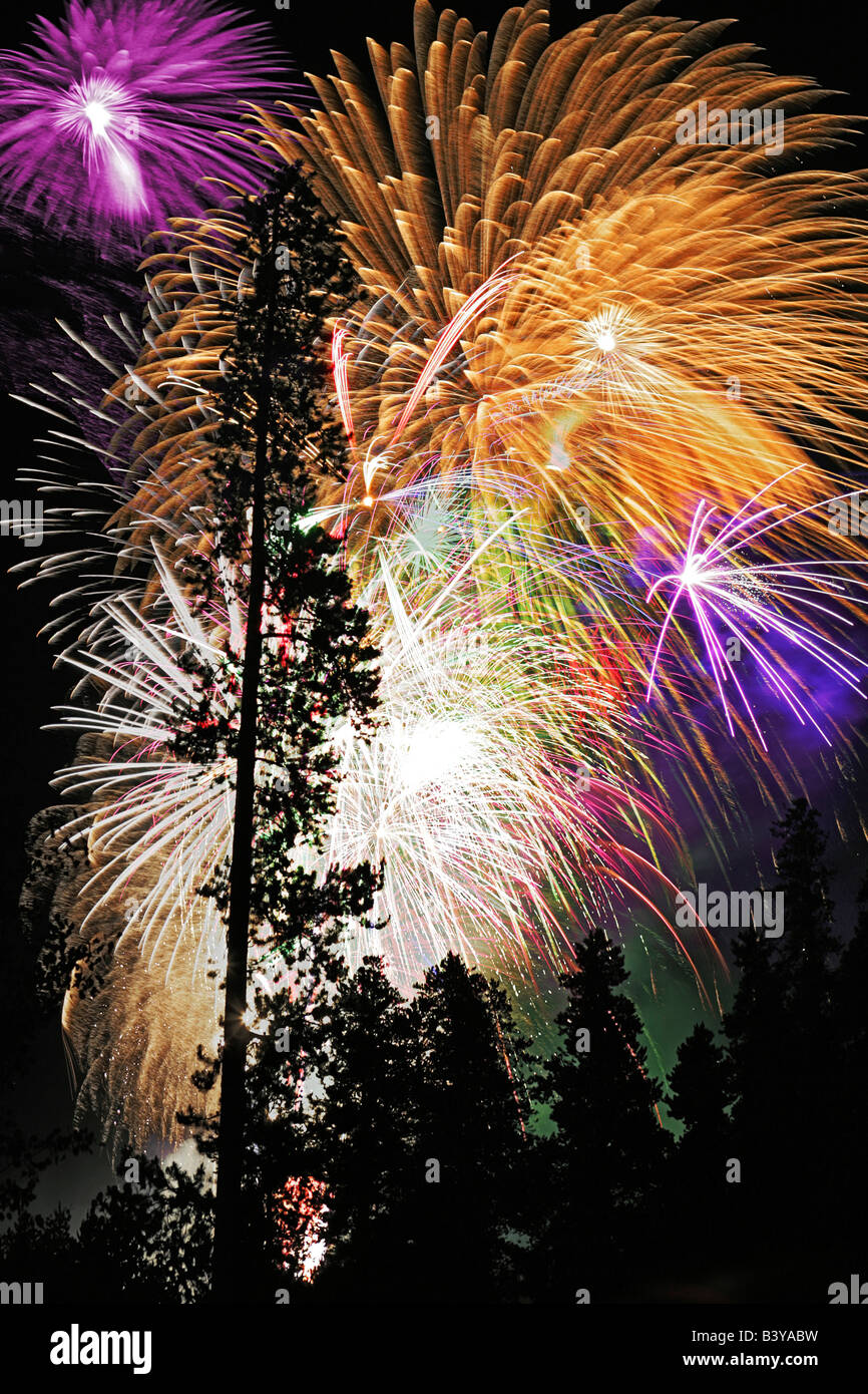 USA, Colorado, Frisco. Spectacular July 4th fireworks display ...
