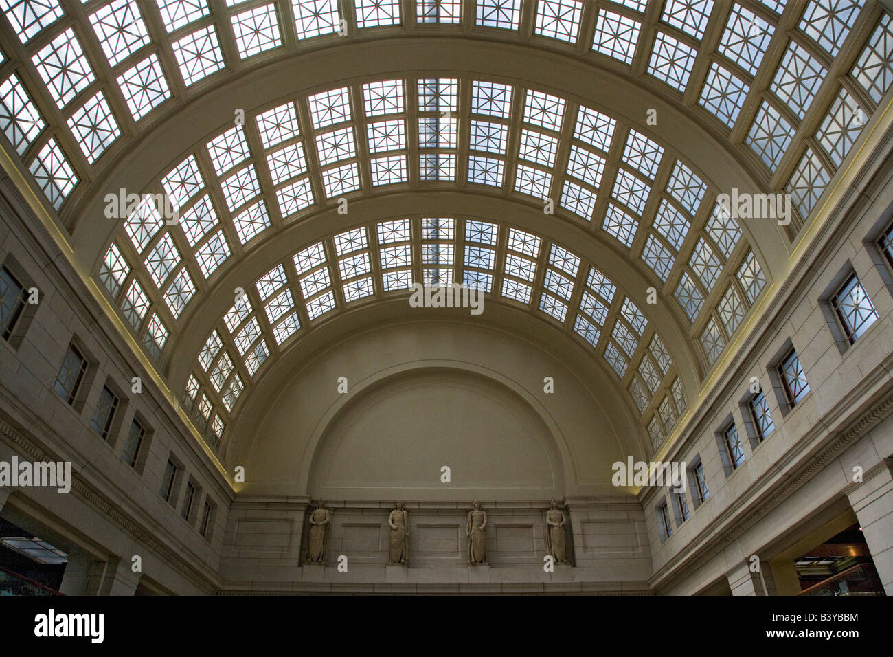 USA, Washington, D.C. View of ceiling decorations inside Union Station ...