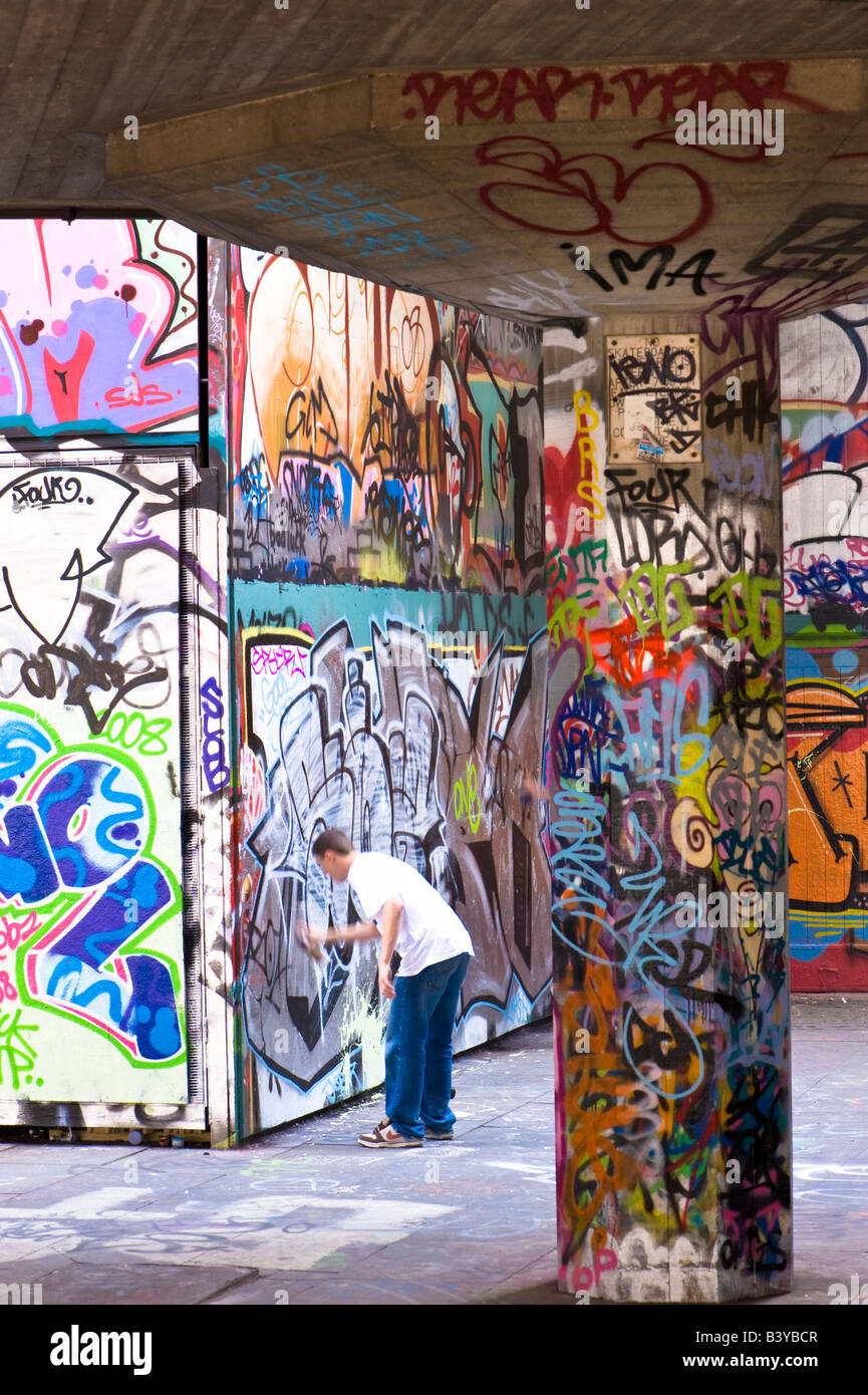 Graffiti art on walls Southbank London United Kingdom Stock Photo - Alamy