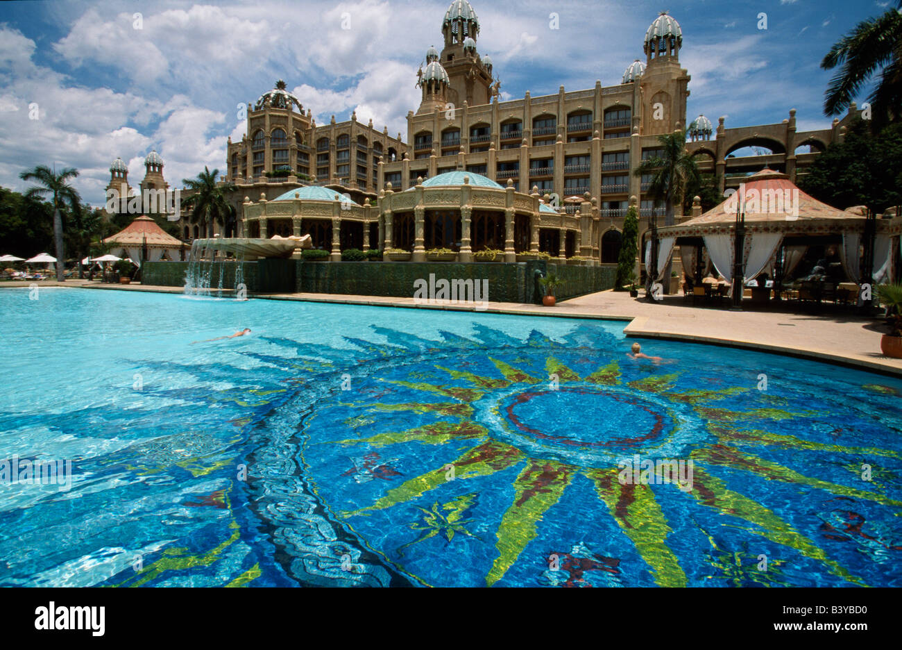 South Africa, Northwest Province, Sun City. Pool area of the Palace of ...