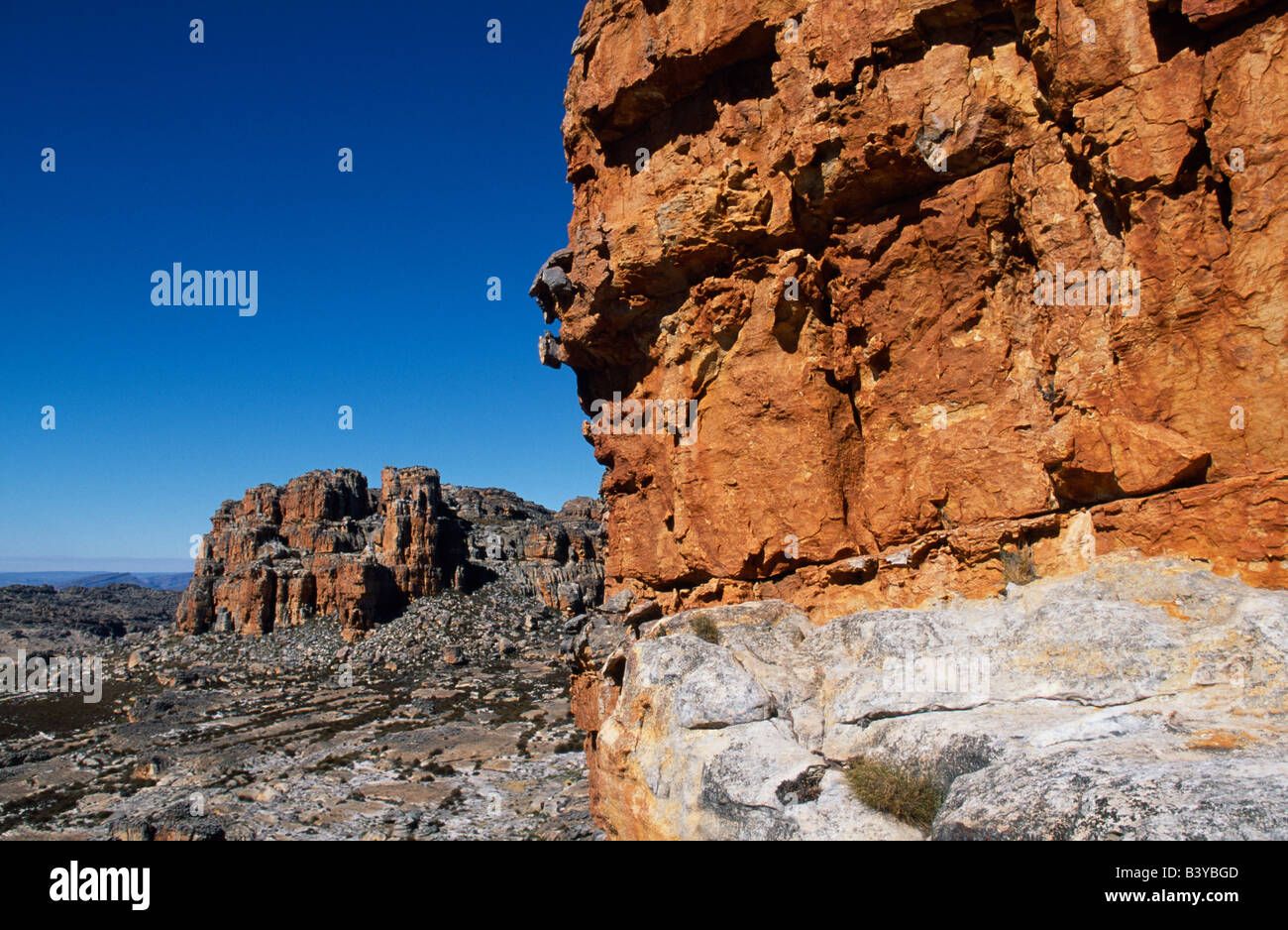 South Africa, Western Cape, Cederberg Wilderness Area. Red sandstone on ...