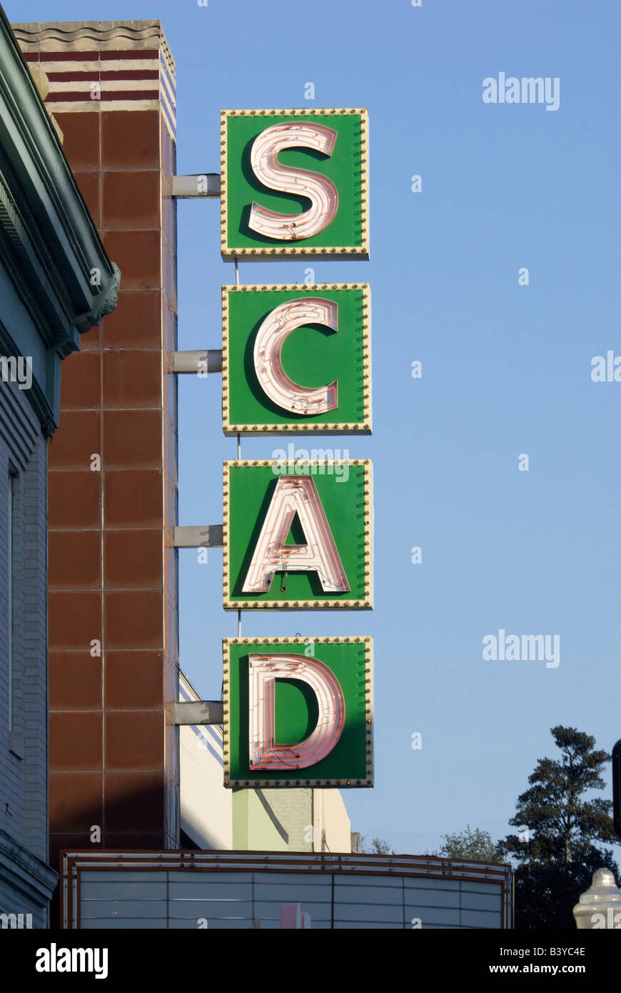 USA, Georgia, Savannah, historic district, SCAD theater sign Stock ...