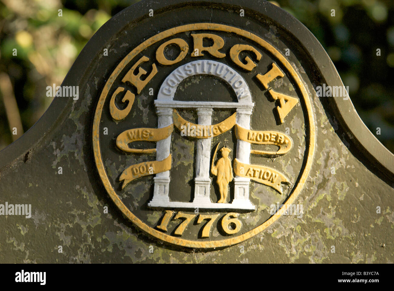 USA, Georgia, Savannah, historic district, state seal 1776 Stock Photo ...