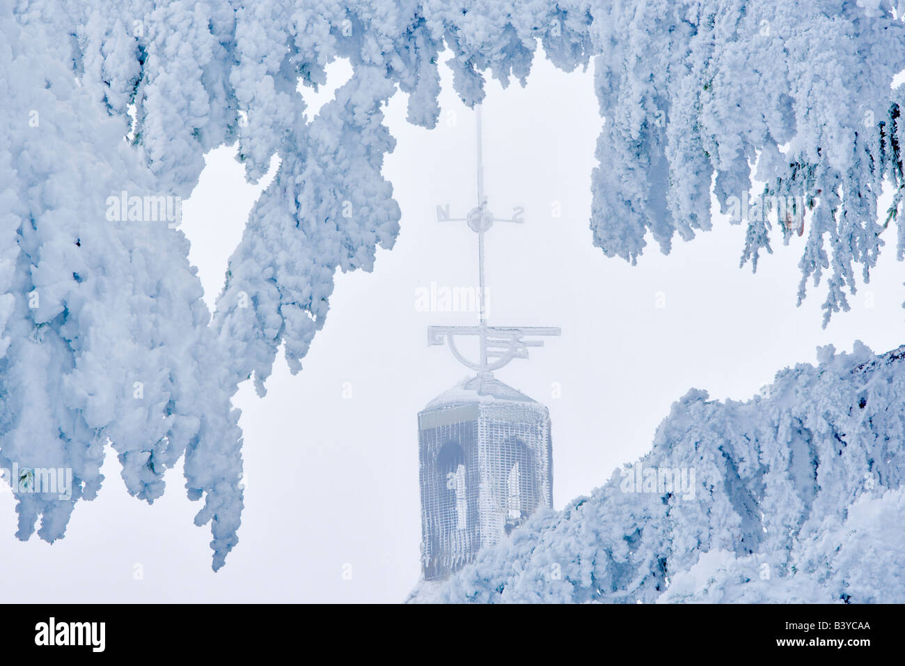 Frozen wind vane attop Timberline Lodge Oregon Stock Photo - Alamy