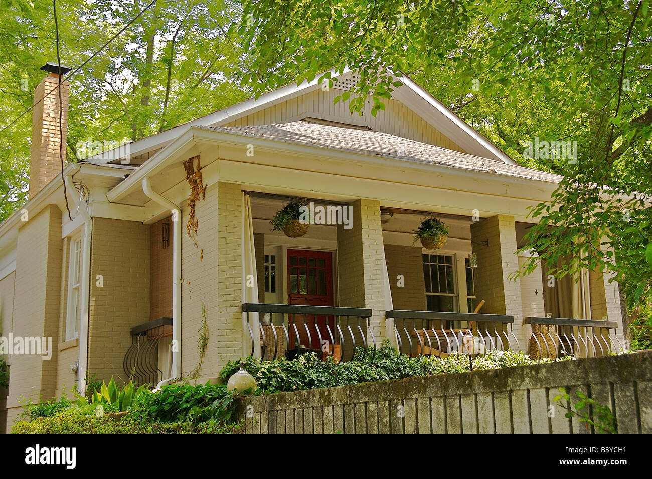 North America, USA, Georgia, Atlanta. A brick house in the craftsman ...