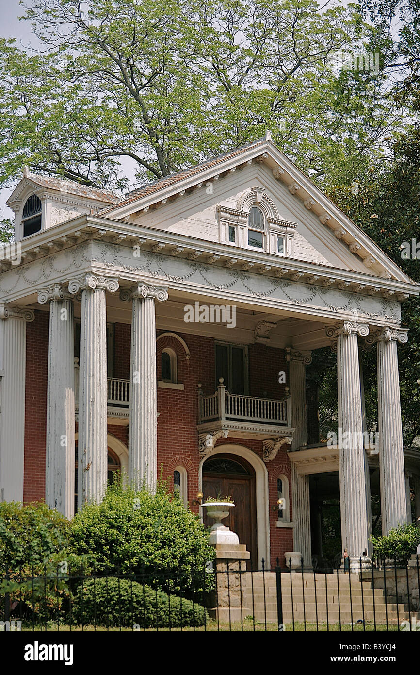 North America, USA, Georgia, Atlanta. A large brick home with imposing ...
