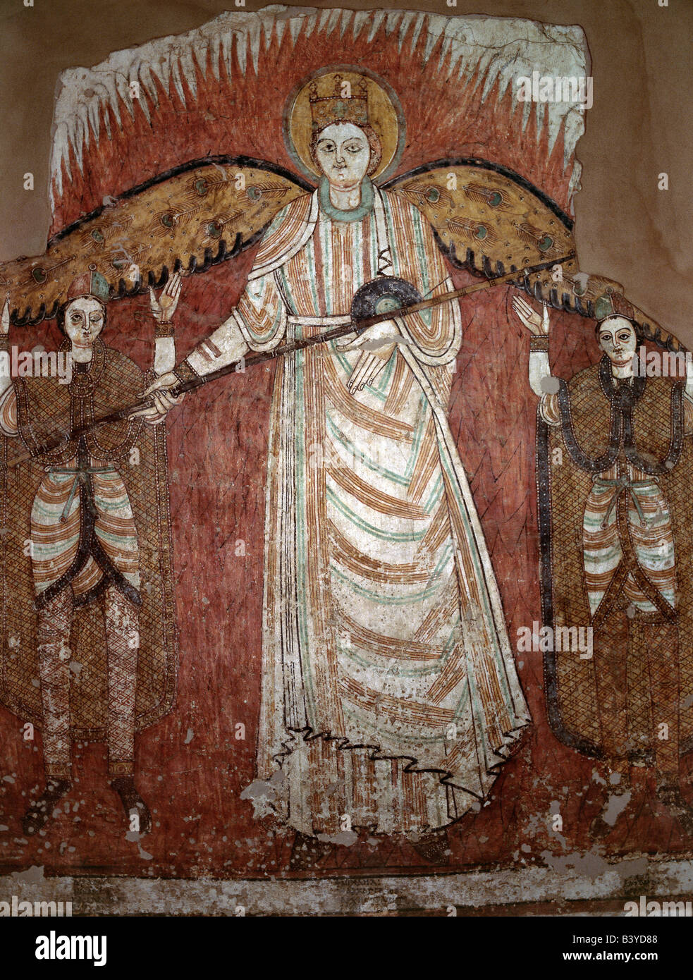 A fine early Coptic wall mural depicting an angel, which came from the ...