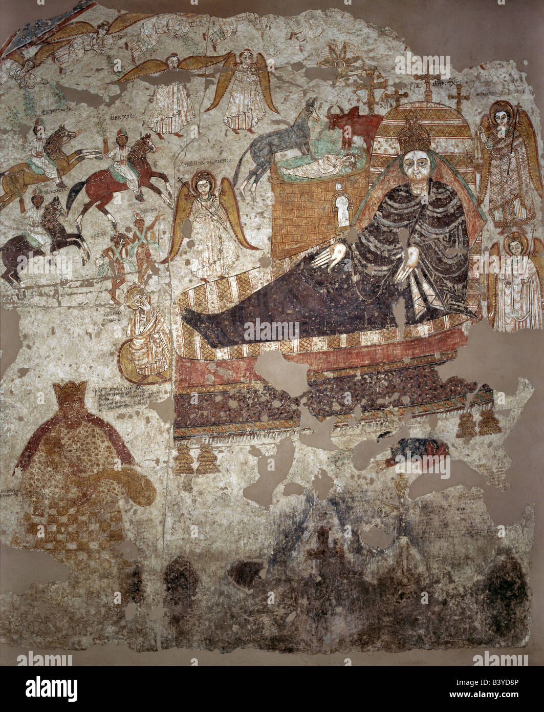 A fine early Coptic wall mural depicting the Nativity, which came from ...