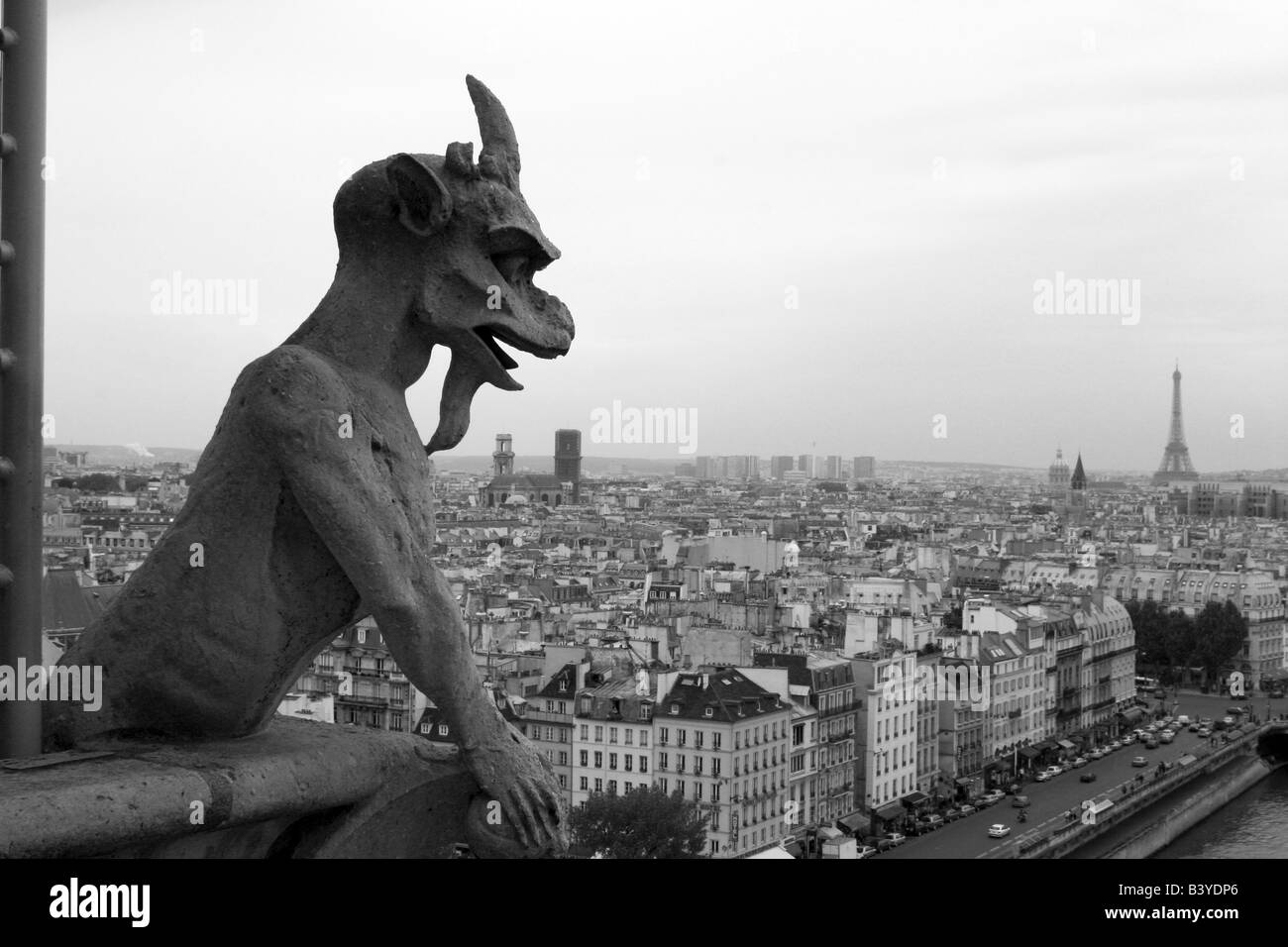 Gargoyle looking down on Paris from Notre Dame France Stock Photo - Alamy