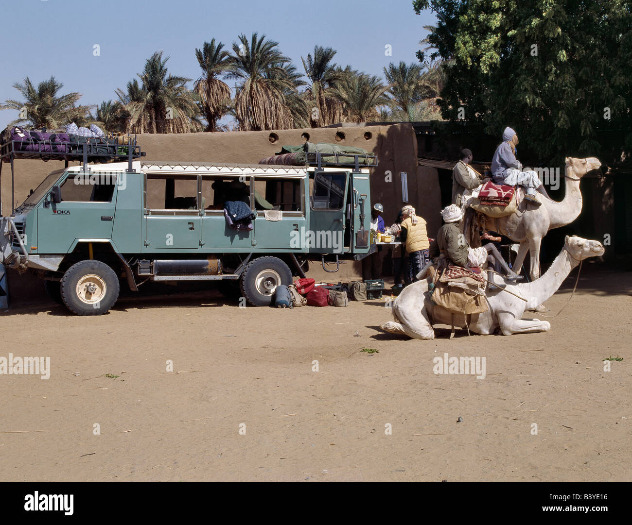 Sudan, Sahara Desert, Ancient and modern transport meet at Delgo. The ...