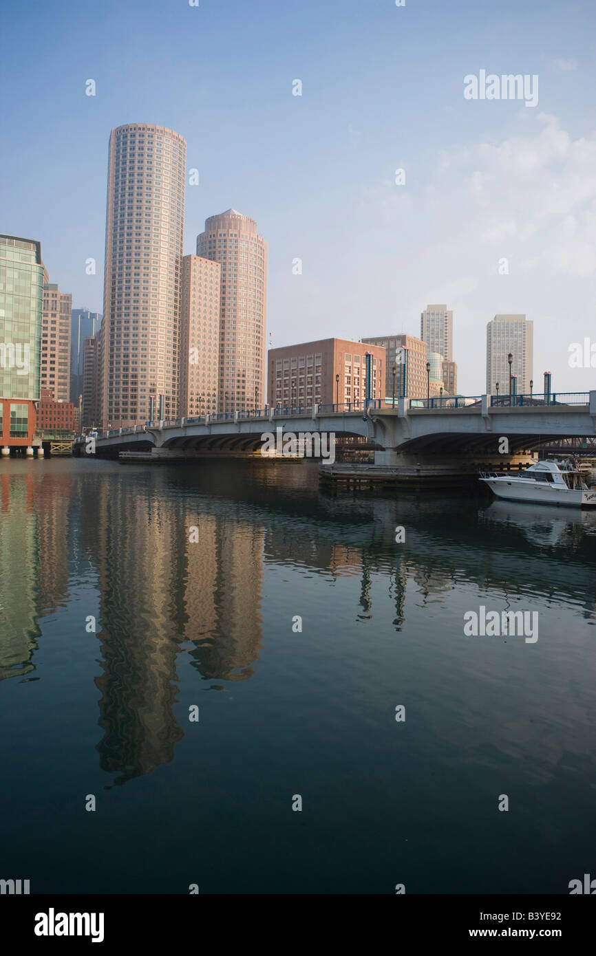 The Boston skyline across Four Point Channel, Boston, Massachusetts ...