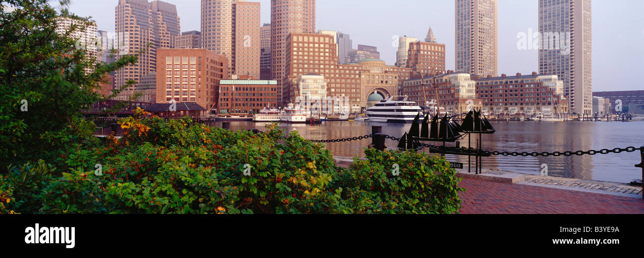 The Boston skyline from across Four Point Channel from Courthouse Plaza ...