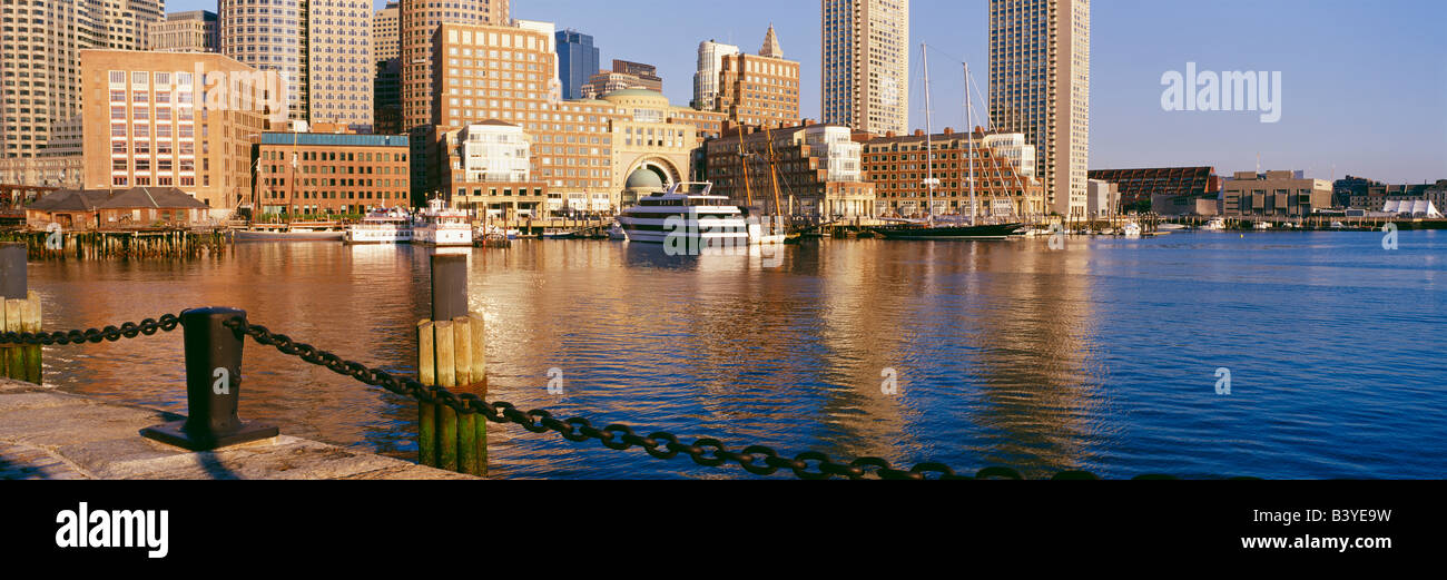 The Boston skyline from across Four Point Channel from Courthouse Plaza ...