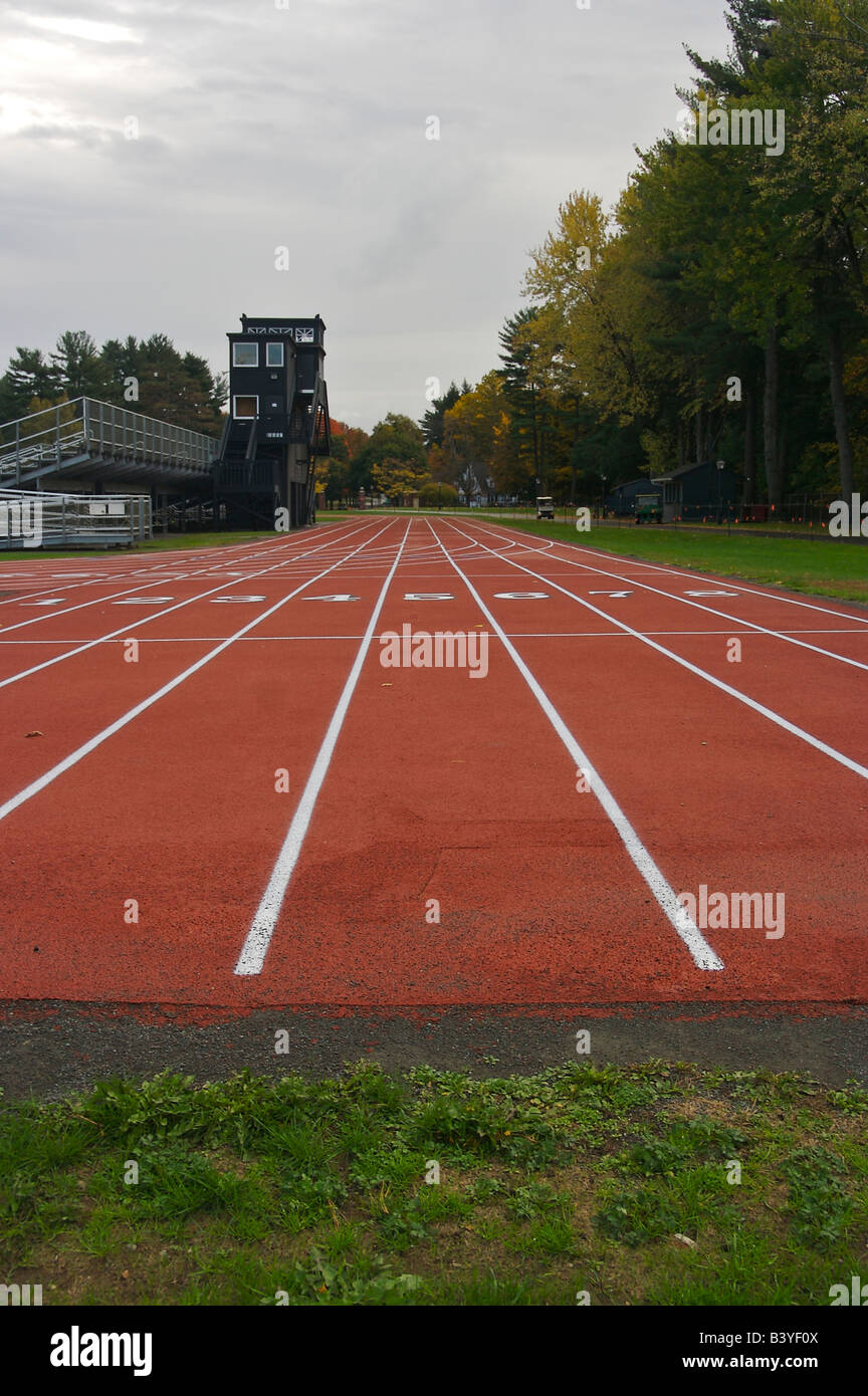 North America, USA, Massachusetts, Amherst. View of a running track and ...