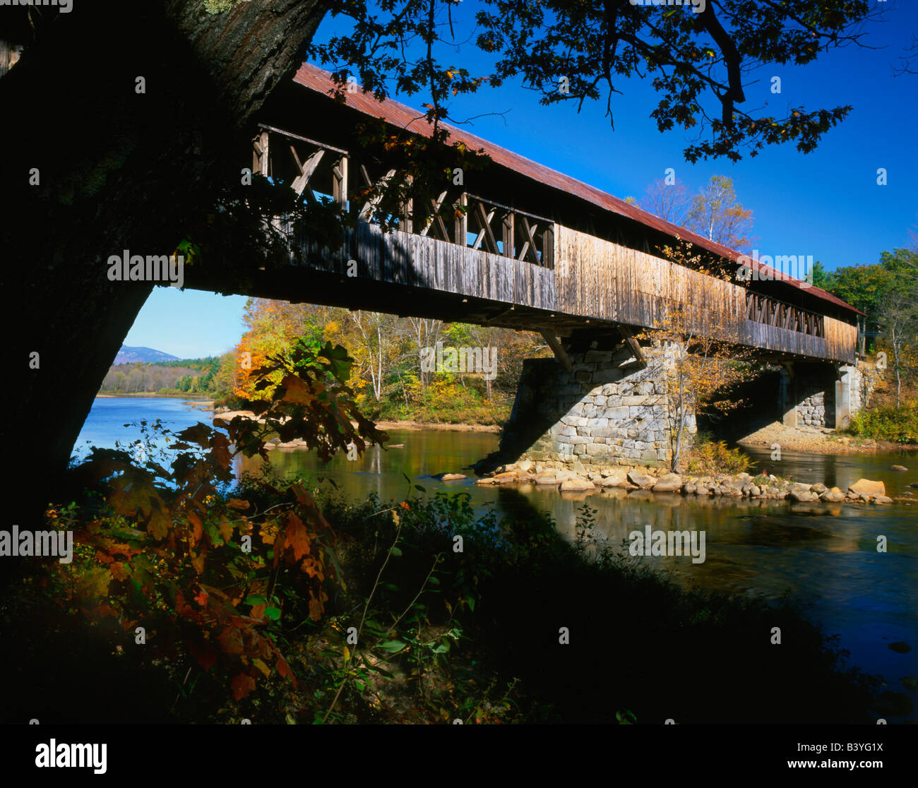USA, New Hampshire, Campton. Blair Bridge spanning the Pemigewasset ...