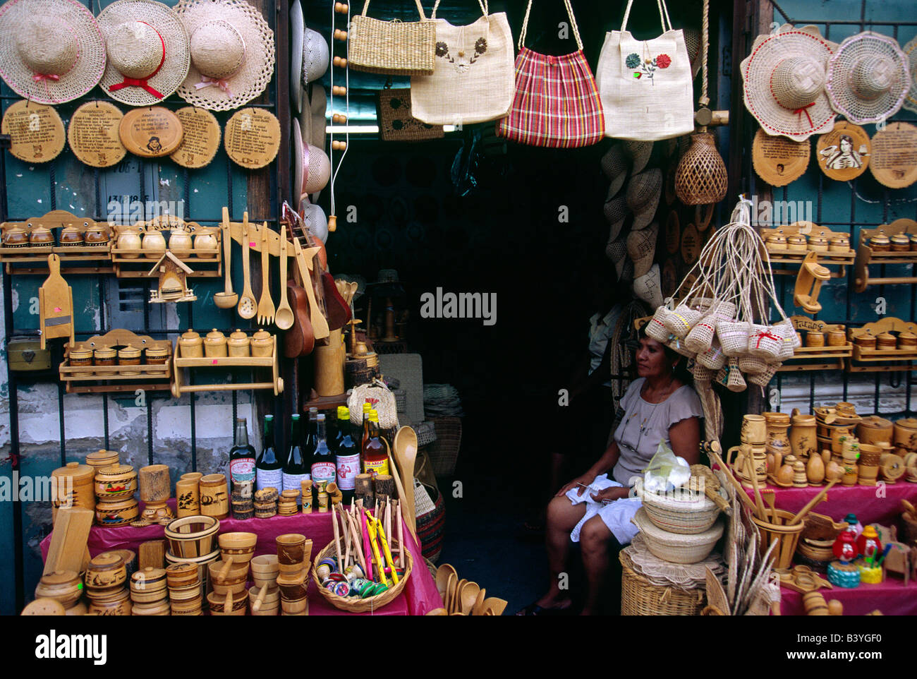 Wooden crafts shop in the village of Catacos, famed for its handicraft ...
