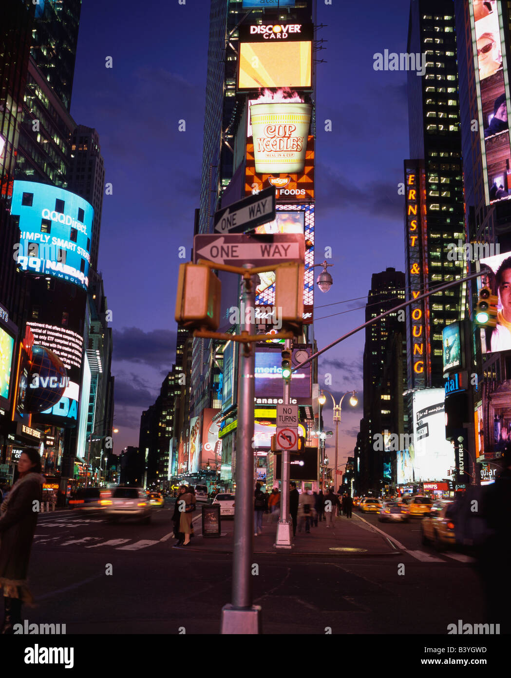 North America, USA, New York, New York City Times Square at twilight ...