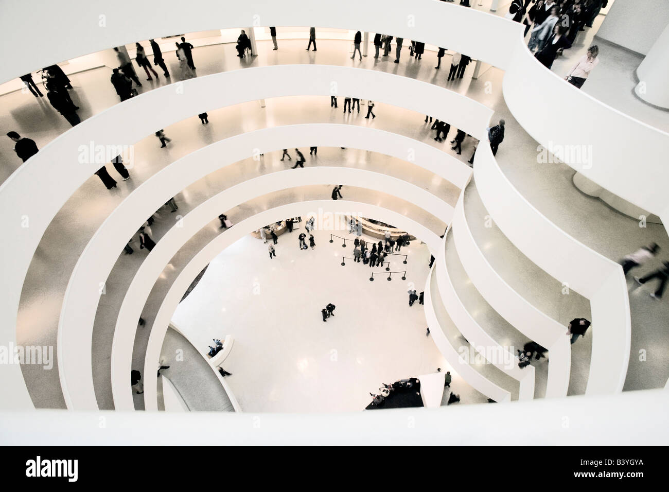 Looking down at the entrance and lower circular levels of the ...