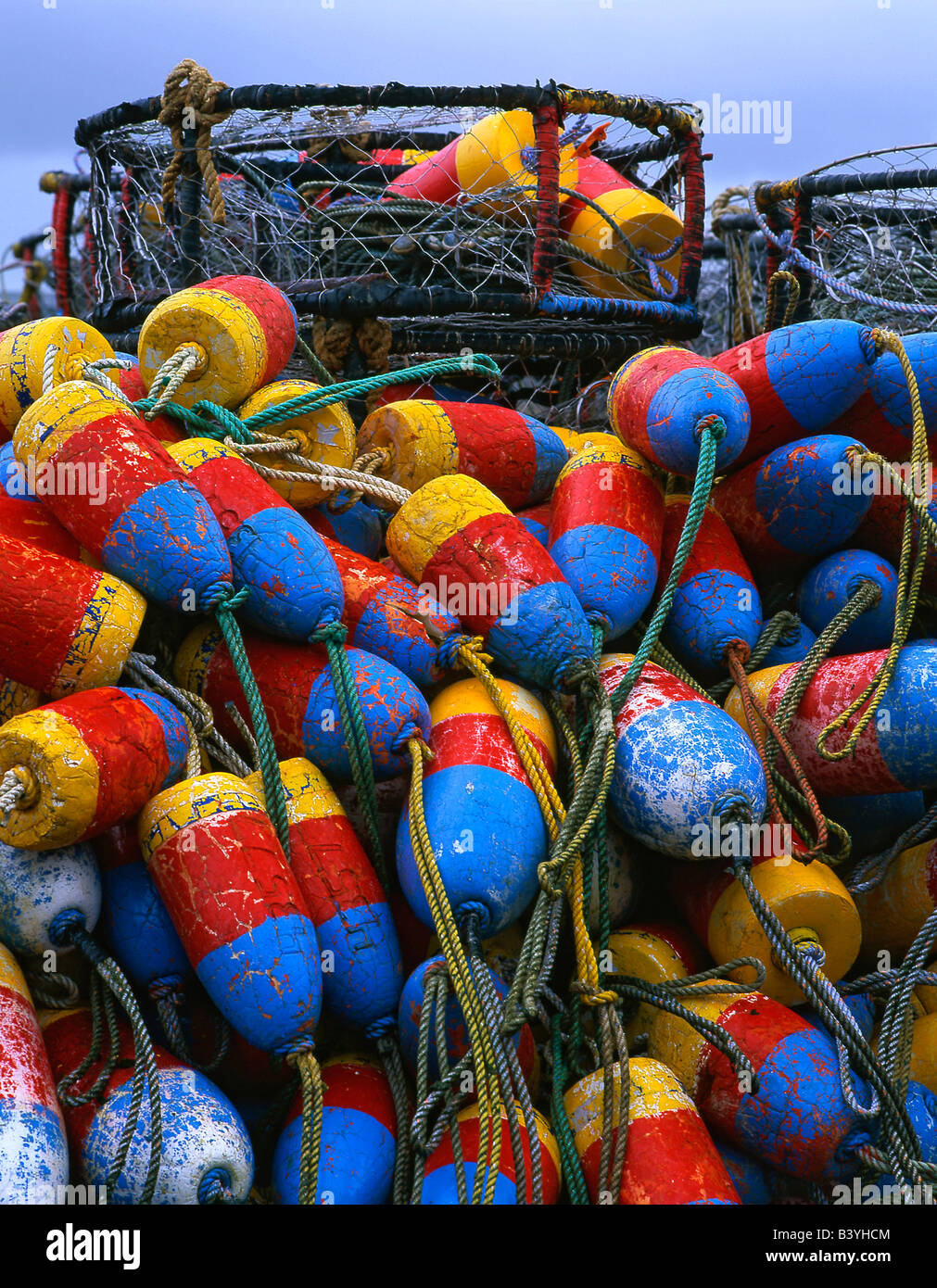 USA, Oregon, Newport. Crab rings and floats on dock Stock Photo - Alamy
