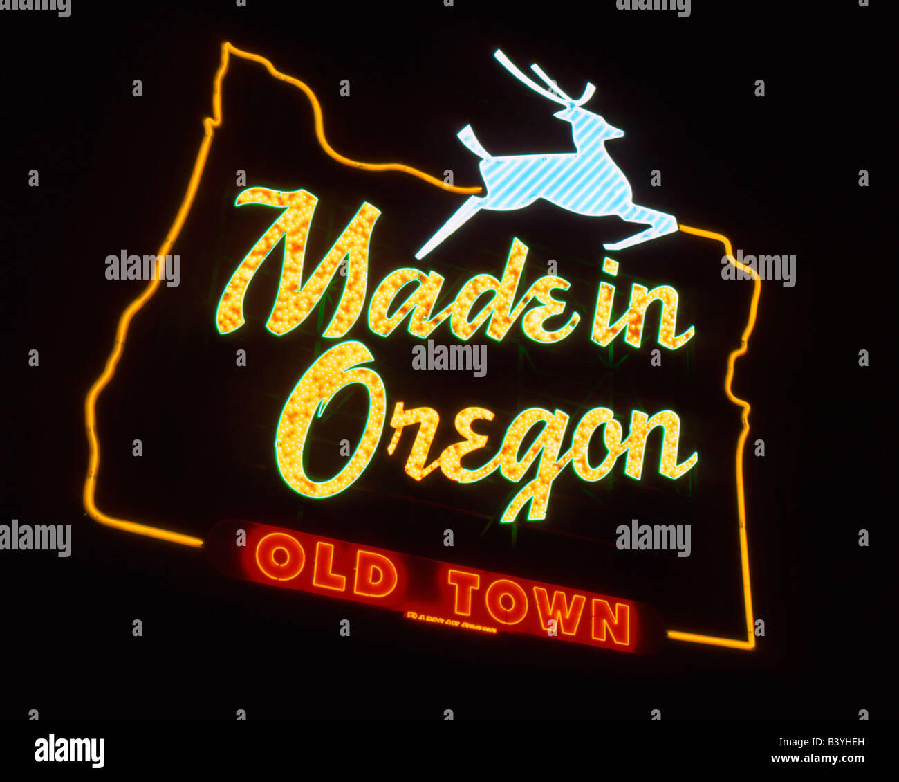 USA, Oregon, Portland. Made in Oregon sign is a landmark at the ...