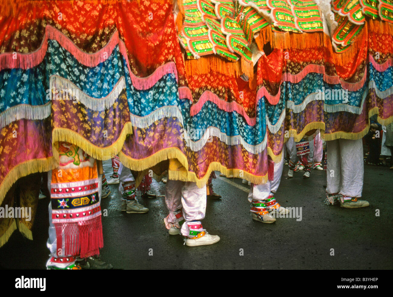 USA, Oregon, Portland. Parade of colorful Chinese dragon celebrating ...